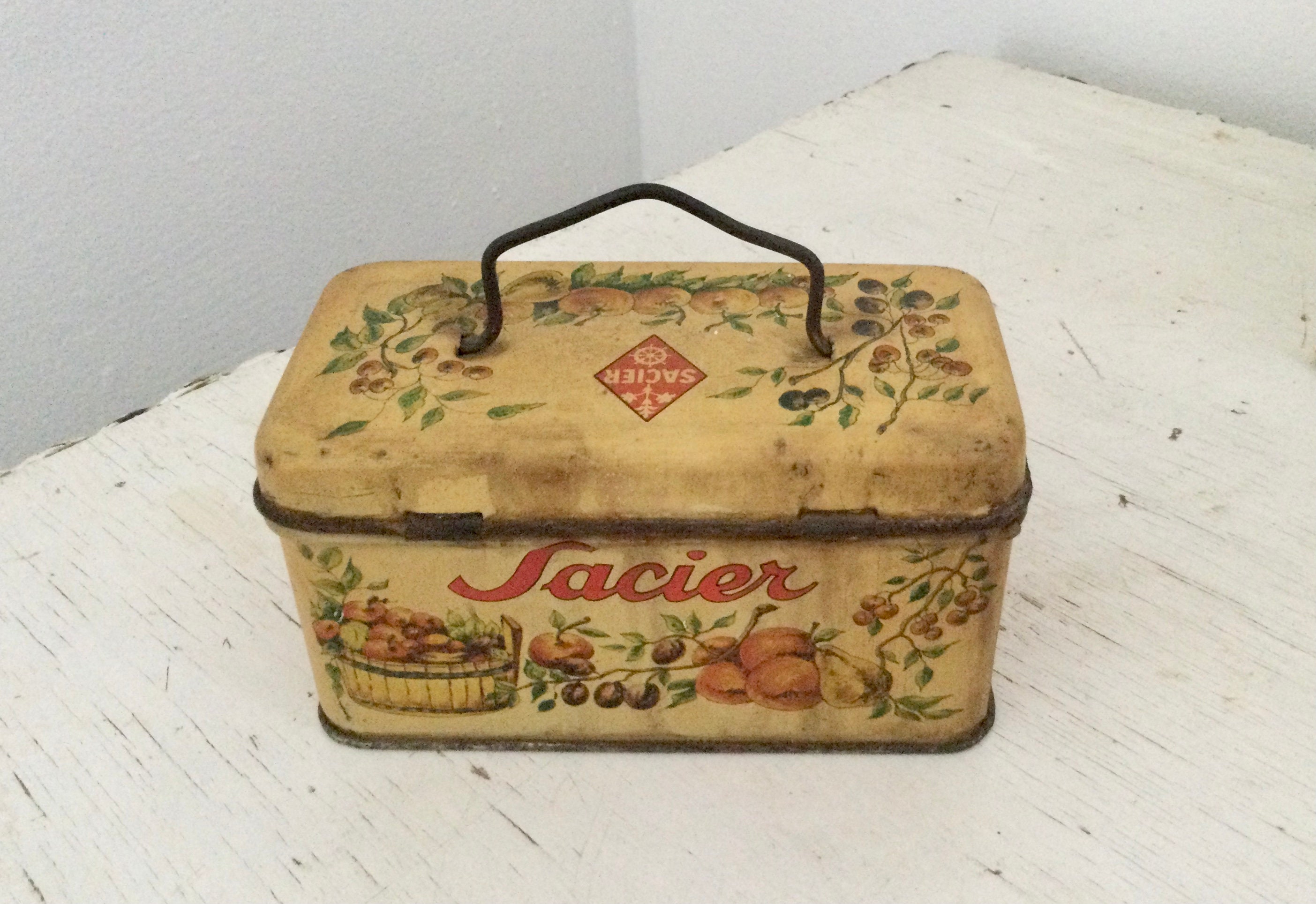 Antique Tin Box Made in Italy Tiny Snack Box Sacier - Etsy