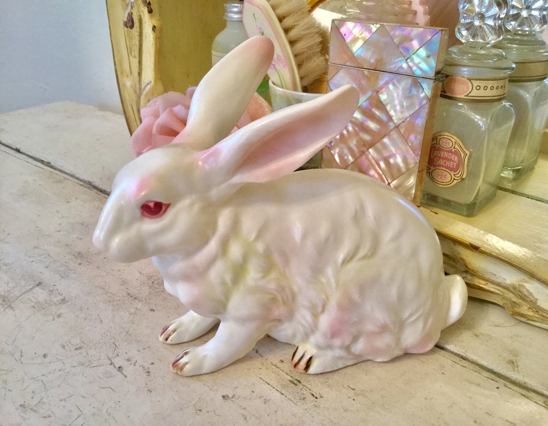 Large Lefton Bunny Rabbit, White and Pink, Sitting - Etsy
