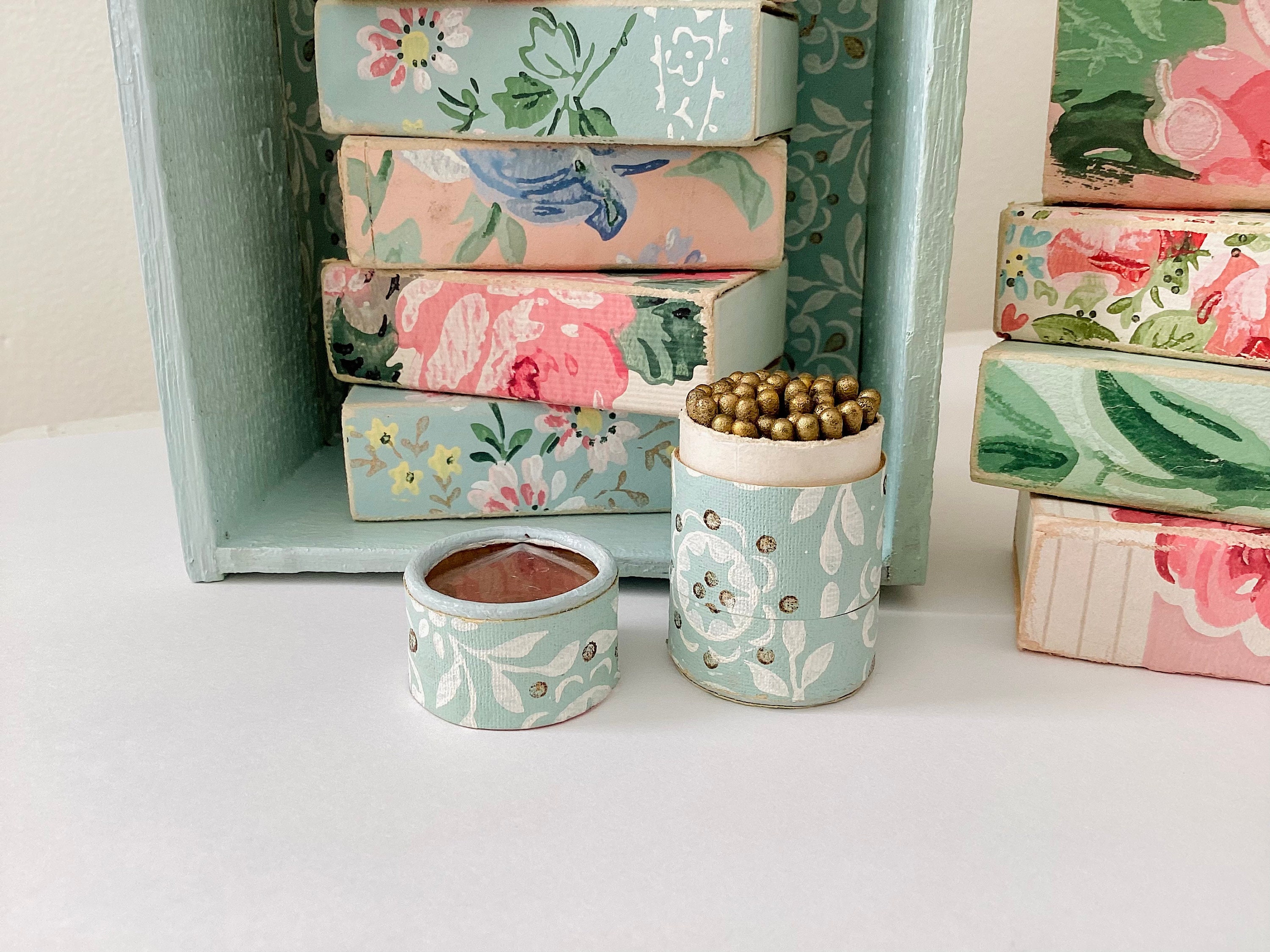 Matches in Cylindrical Box, Full, Decorated in Antique Wallpaper - Etsy