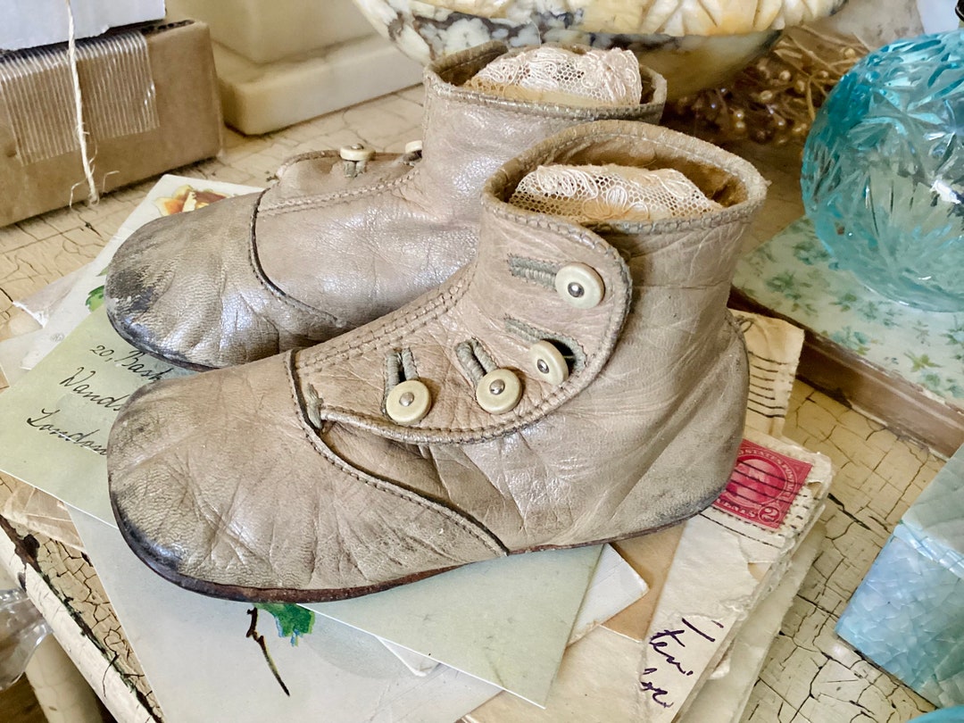 High Button Baby Shoes, Antique, Brown With Five Buttons, Boots - Etsy