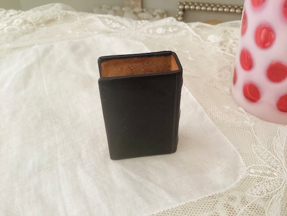 Little Leather Book Shaped Matchbox Vintage Vesta mat… - Gem