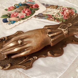 Large Ornate Brass Victorian Hand Clip Note and Receipt Holder Stamped ...