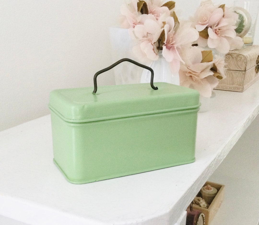 Antique Tin Box - Made in Italy - Tiny Snack Box - Jadeite Green - Etsy
