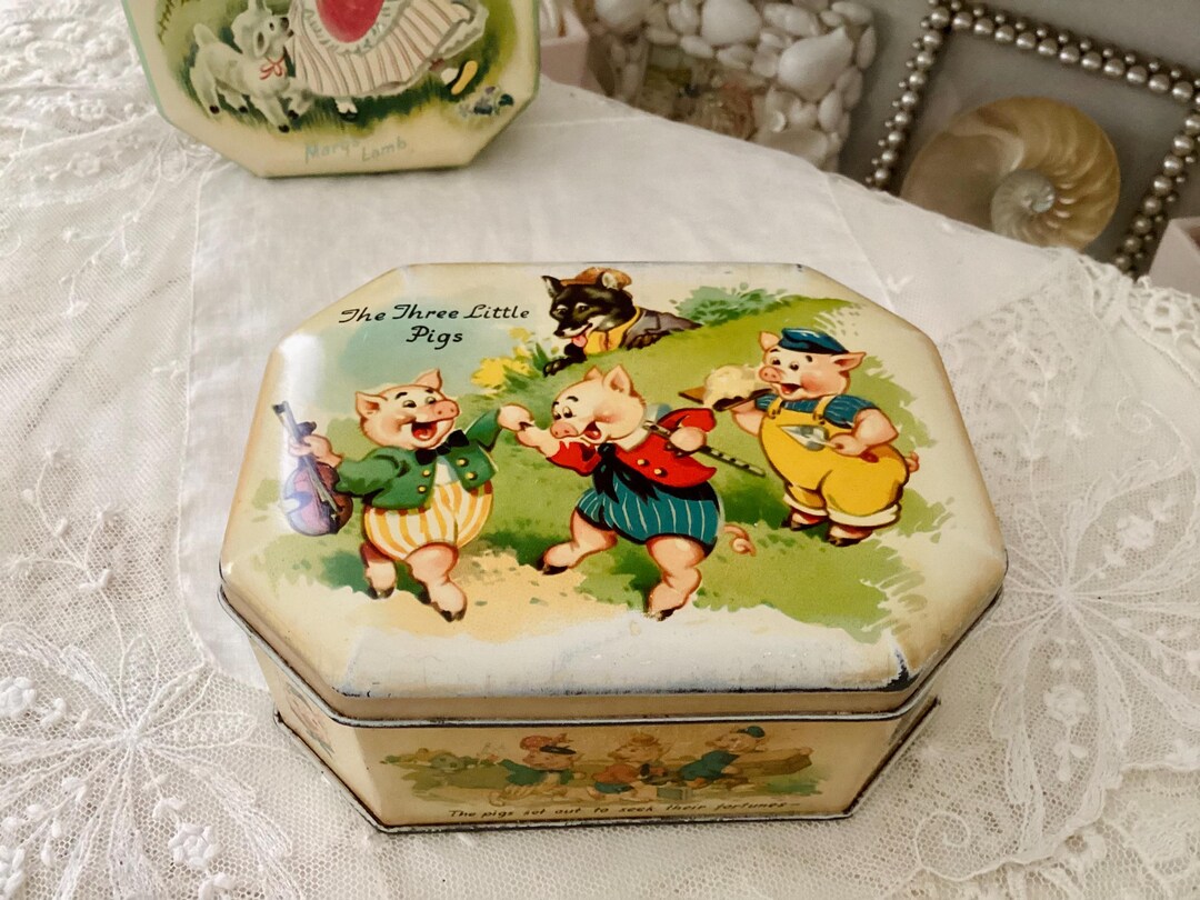 Three Little Pigs 1948 Tin Lithograph Made in England the Metal Box ...