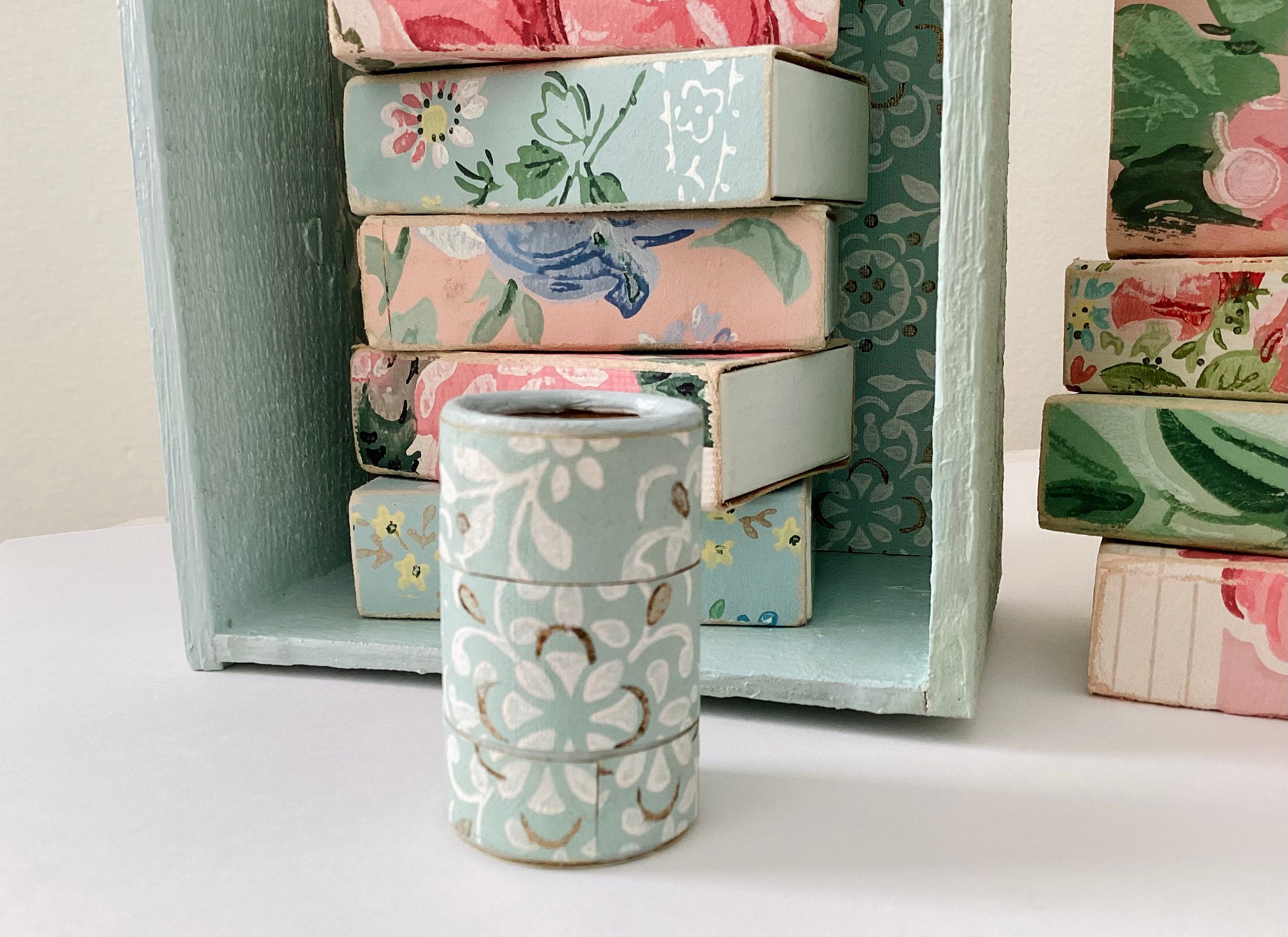 Matches in Cylindrical Box, Full, Decorated in Antique Wallpaper - Etsy
