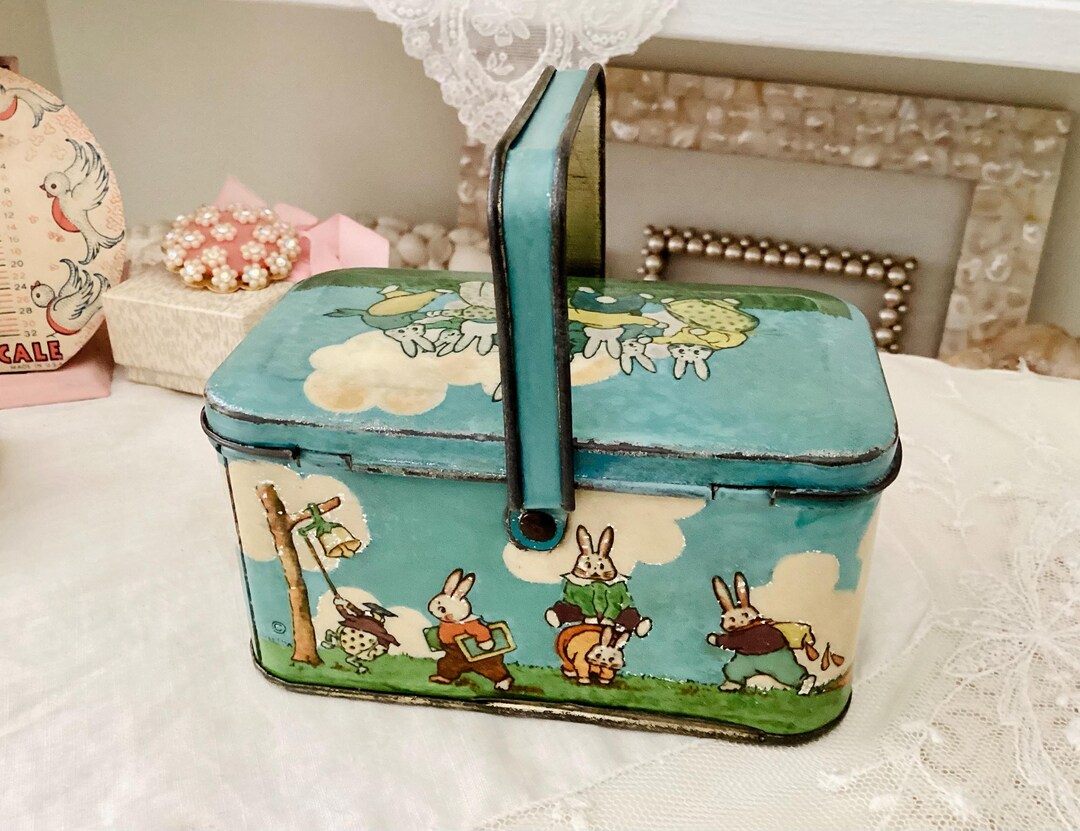 Antique Peter Rabbit Tin Basket - Tin Deco Box - Etsy