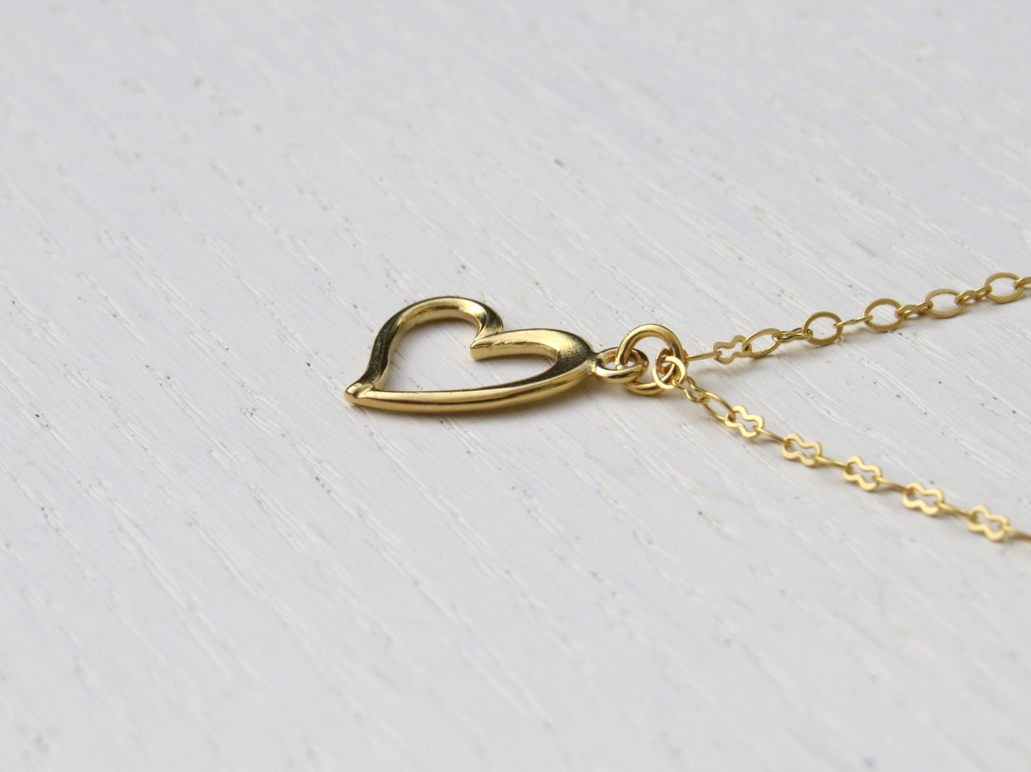 Simple heart necklace Gold heart necklace initial | Etsy
