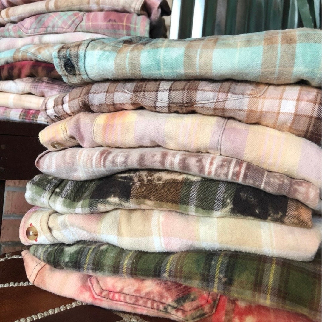 Flannel Shirt Vintage Shirts Distressed Sunbleached Festival Flannels ...