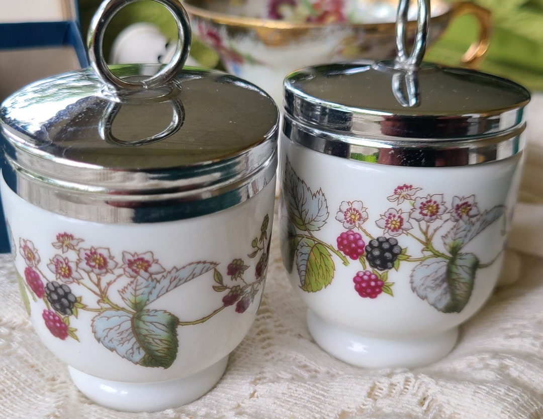 Vintage Royal Worcester Lavinia Egg Coddler Pair in Box Leaves and ...
