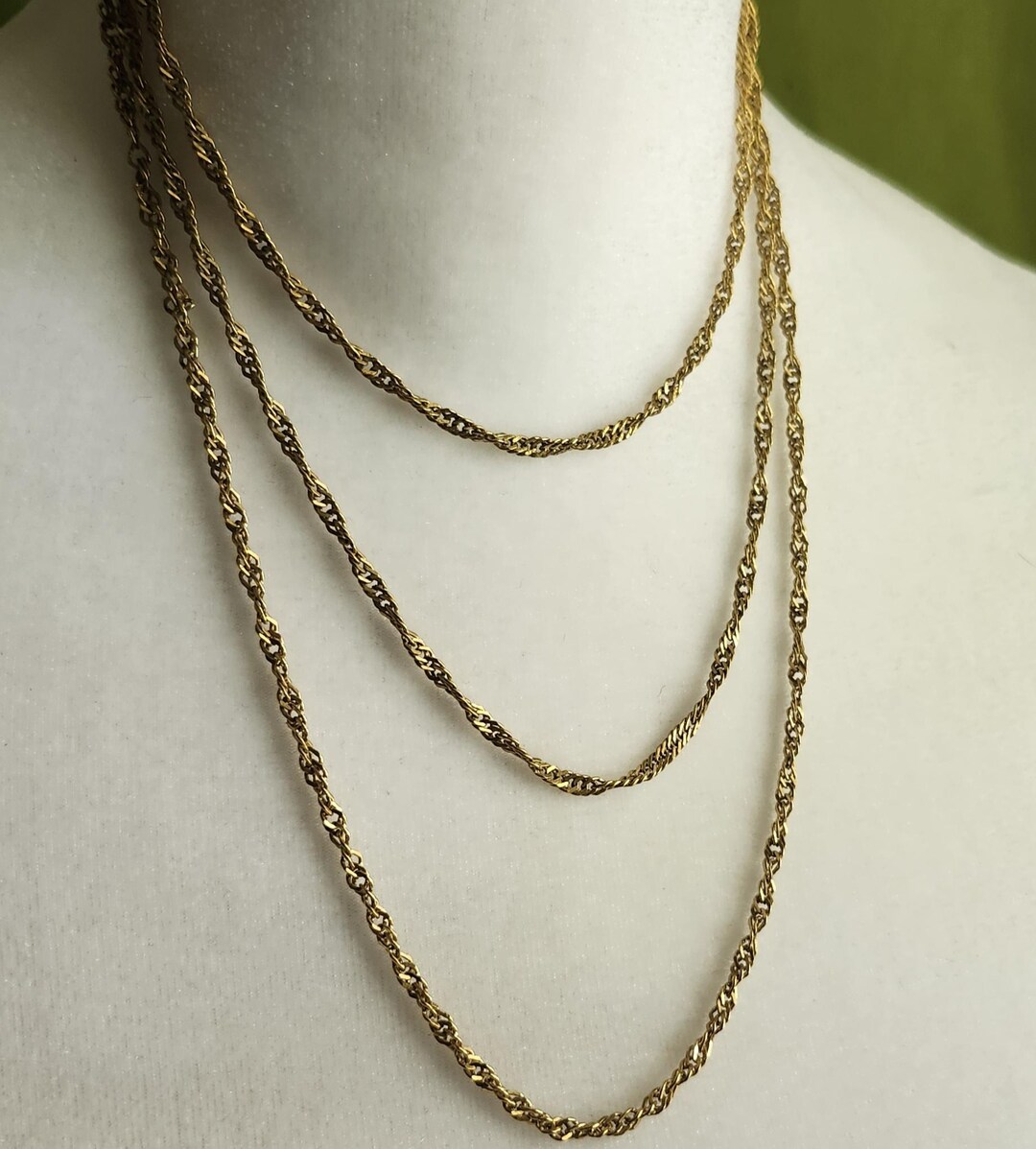 Vintage Trifari Three Strand Chain Necklace - Etsy