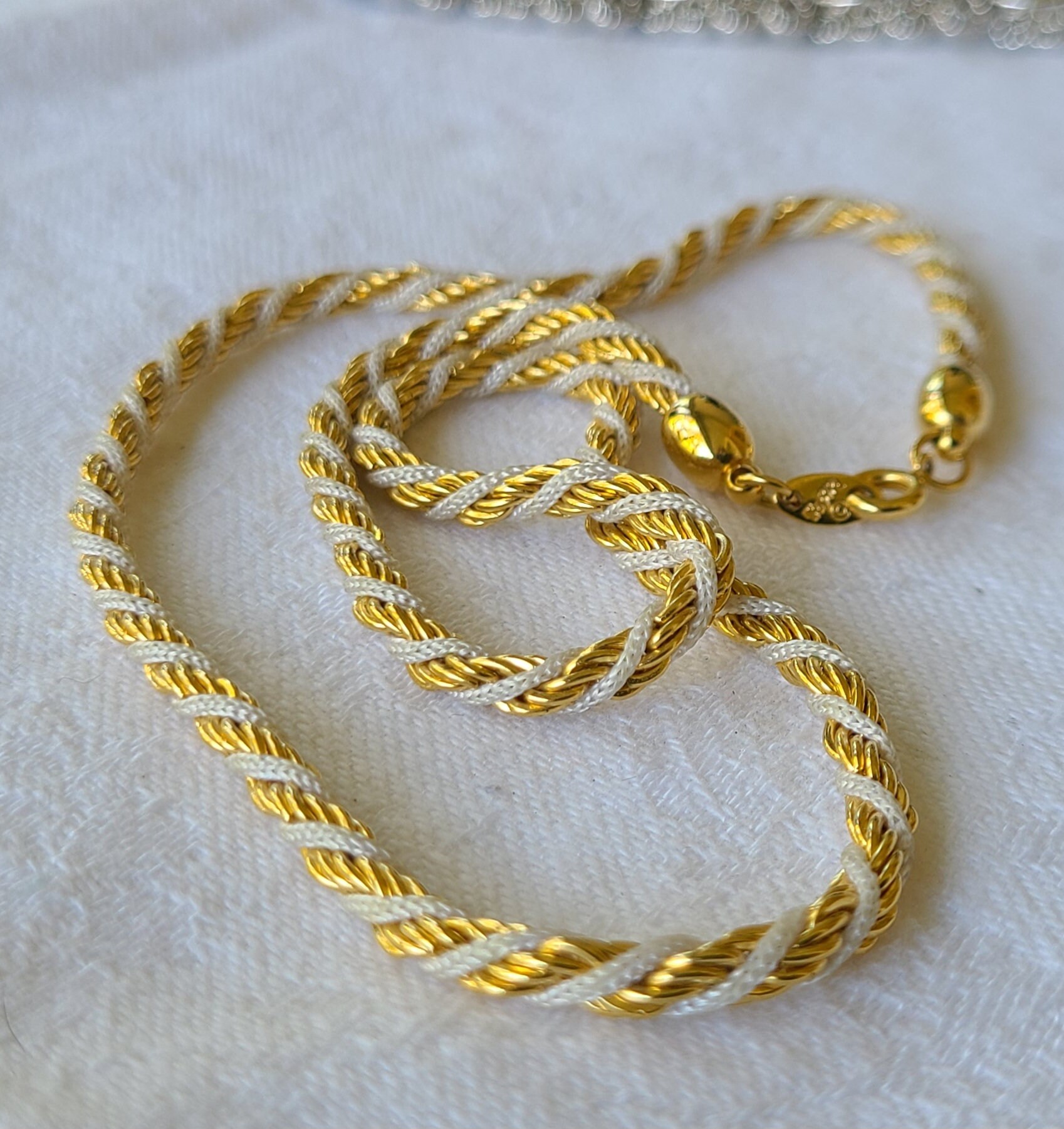 Beautiful Vintage Trifari Gold Chain and White Rope Necklace - Etsy