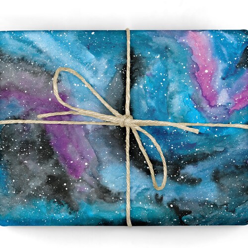 Watercolour Galaxy Wrapping Paper Galaxy Gift Wrap Night - Etsy