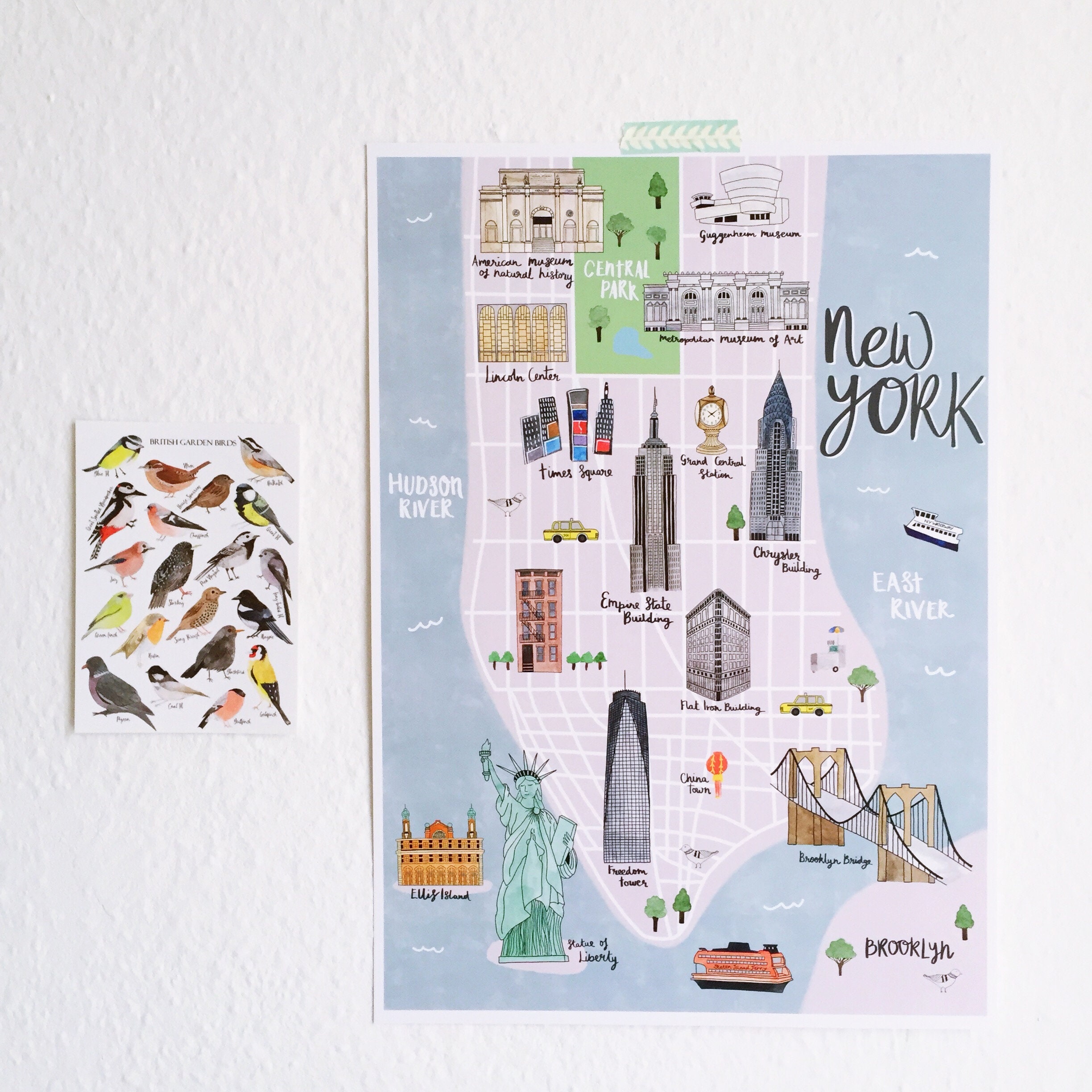 New York Map New York Map Poster Illustrated Map of New | Etsy