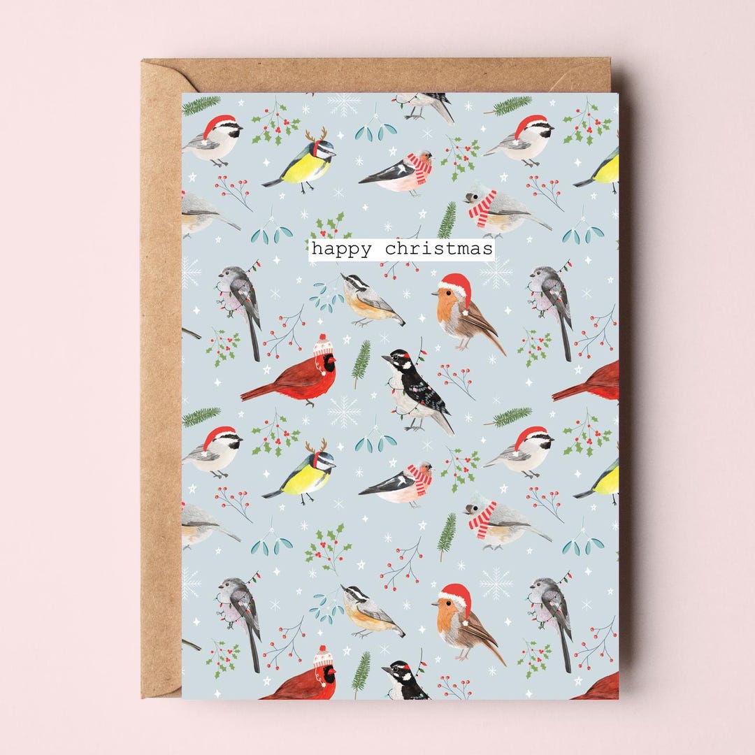 Christmas Birds Card Bird Christmas Card Nature Christmas Card ...