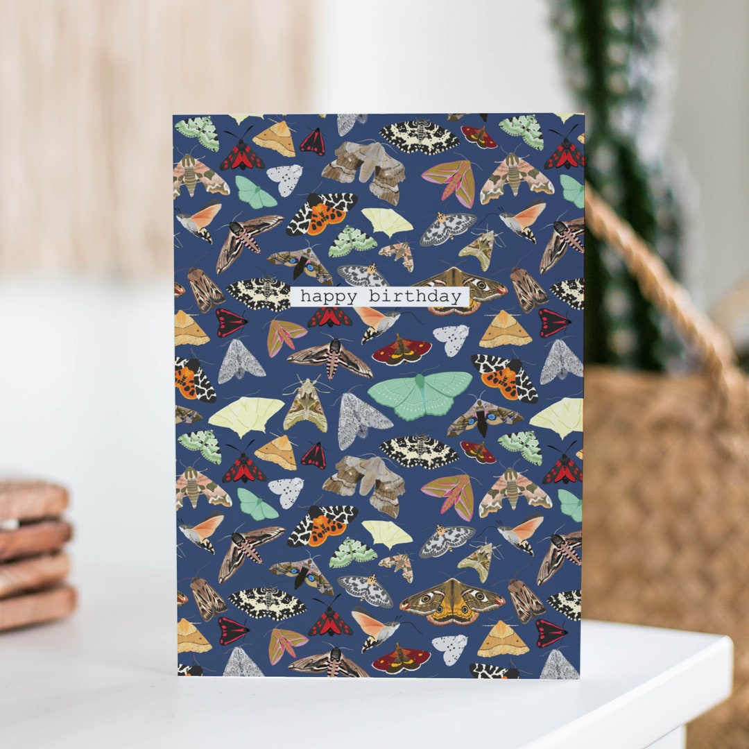 Happy Birthday Moths Card - Moth Birthday Greetings Card - Nature ...