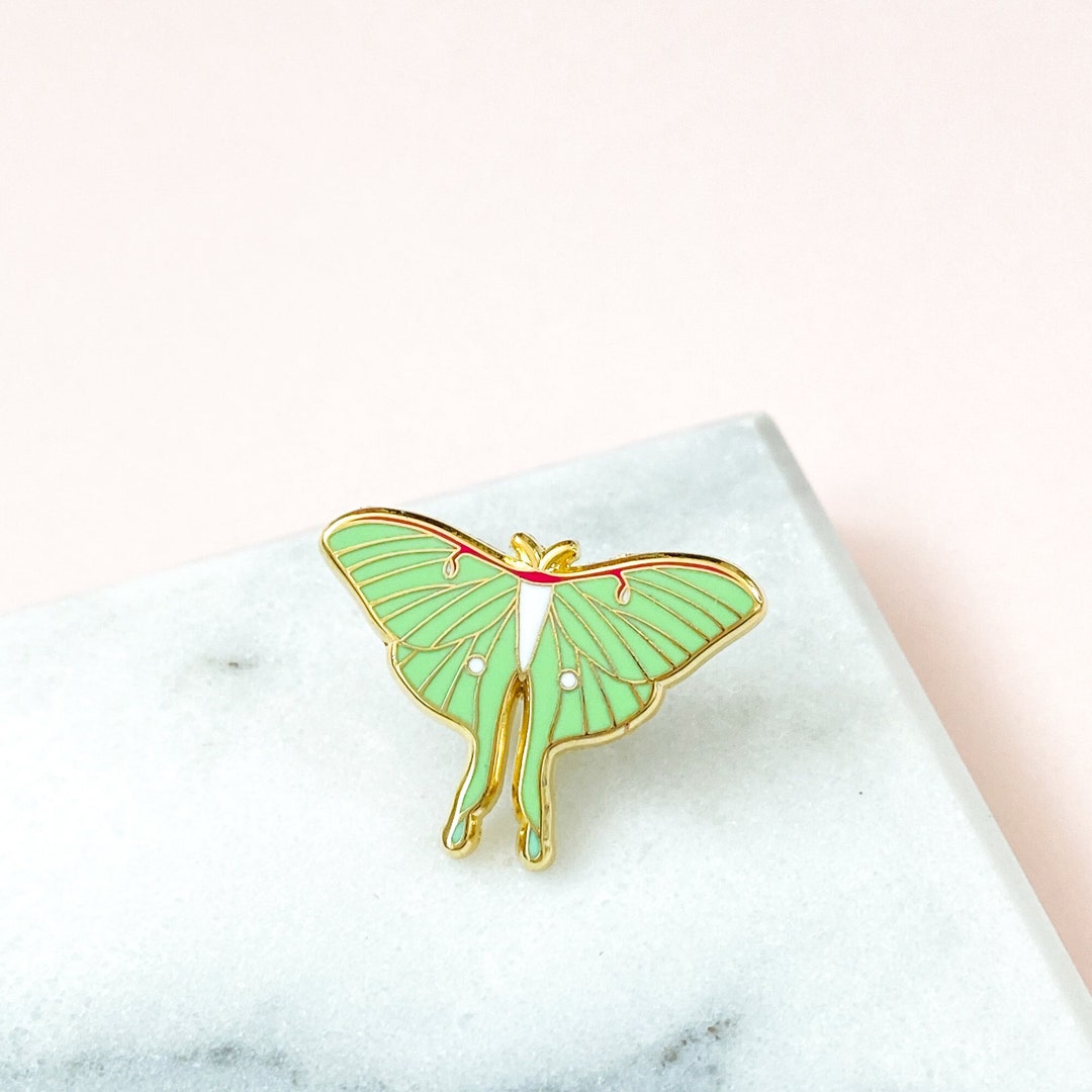 SECONDS Luna Moth Enamel Pin - Gold Moth Pin - Luna Moth Lapel Pin ...