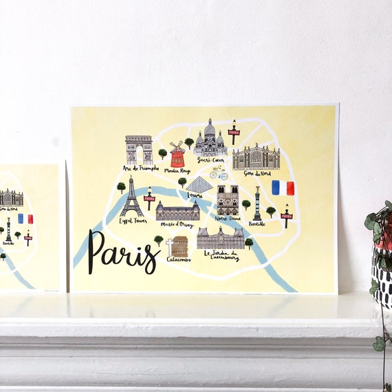 Paris Map At Print Paris Map Poster City Map Poster | Etsy