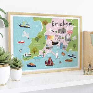 Brixham Map - A4 Print - Map of Brixham - Devon Town Map - Illustrated ...