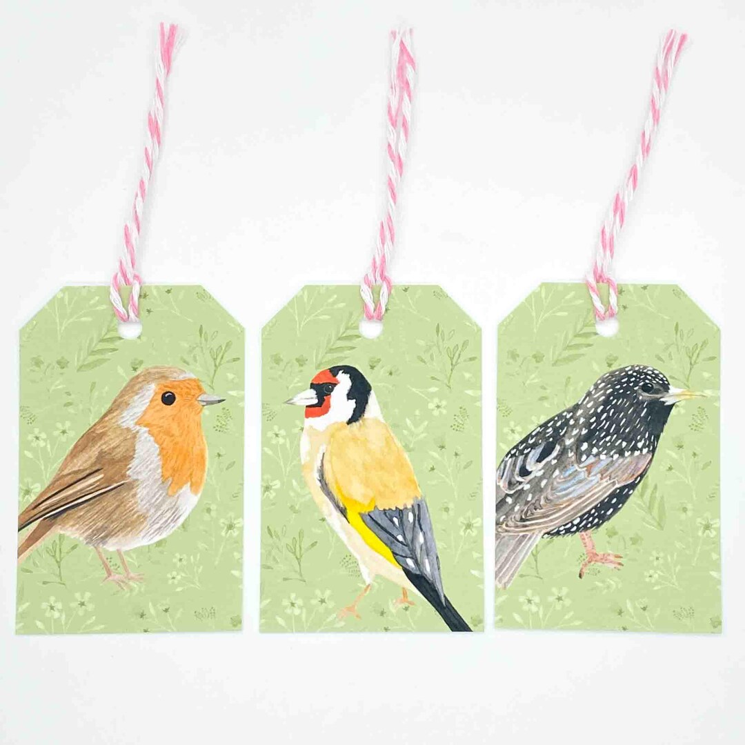 British Garden Birds Gift Tags Pack of 3 Bird Labels Garden Bird Tags ...