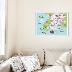 Brixham Map - A4 Print - Map of Brixham - Devon Town Map - Illustrated ...