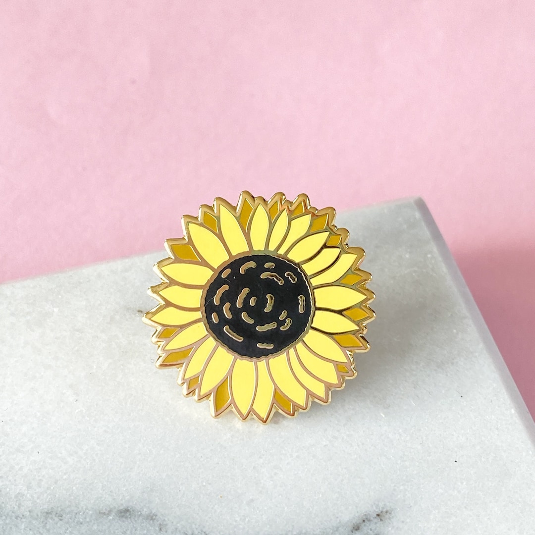 Sunflower Enamel Pin - Sunflower Pin - Floral Enamel Pin - Yellow ...
