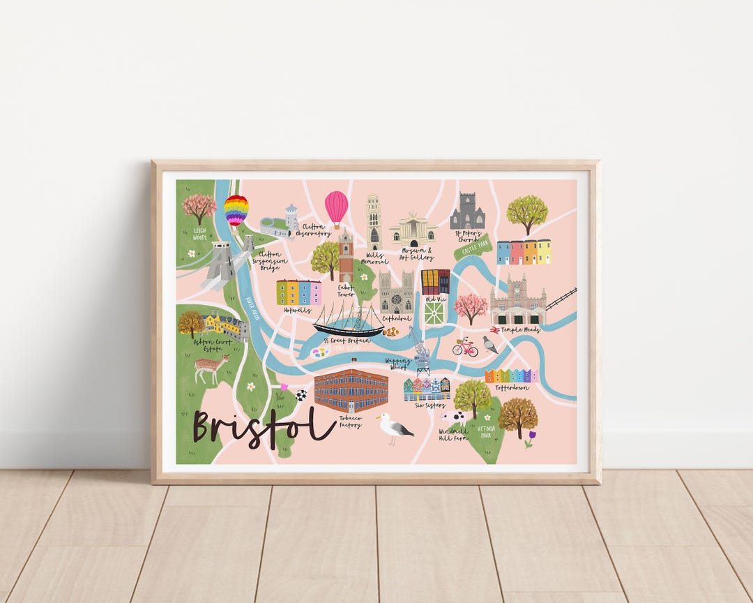 Bristol Map - Bristol Map Poster - Map of Bristol Print - Bristol City Map - Bristol Travel Map ...