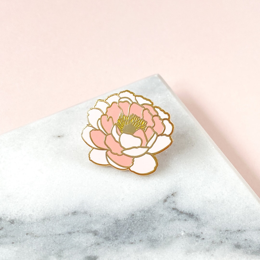 Peony Enamel Pin - Peonies Pin - Flower Enamel Pin - Floral Pin - Peony ...