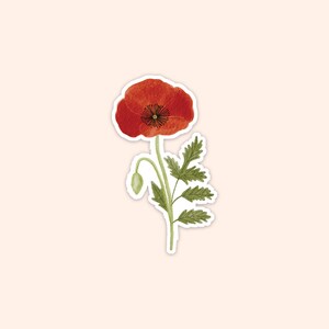 Poppy Vinyl Sticker - Flower Vinyl Sticker - Poppy Sticker - Floral ...