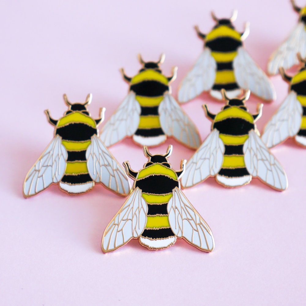 Bee Enamel Pin - Bee Lapel Pin - Rose Gold Bee Pin - Hard Enamel Pin ...