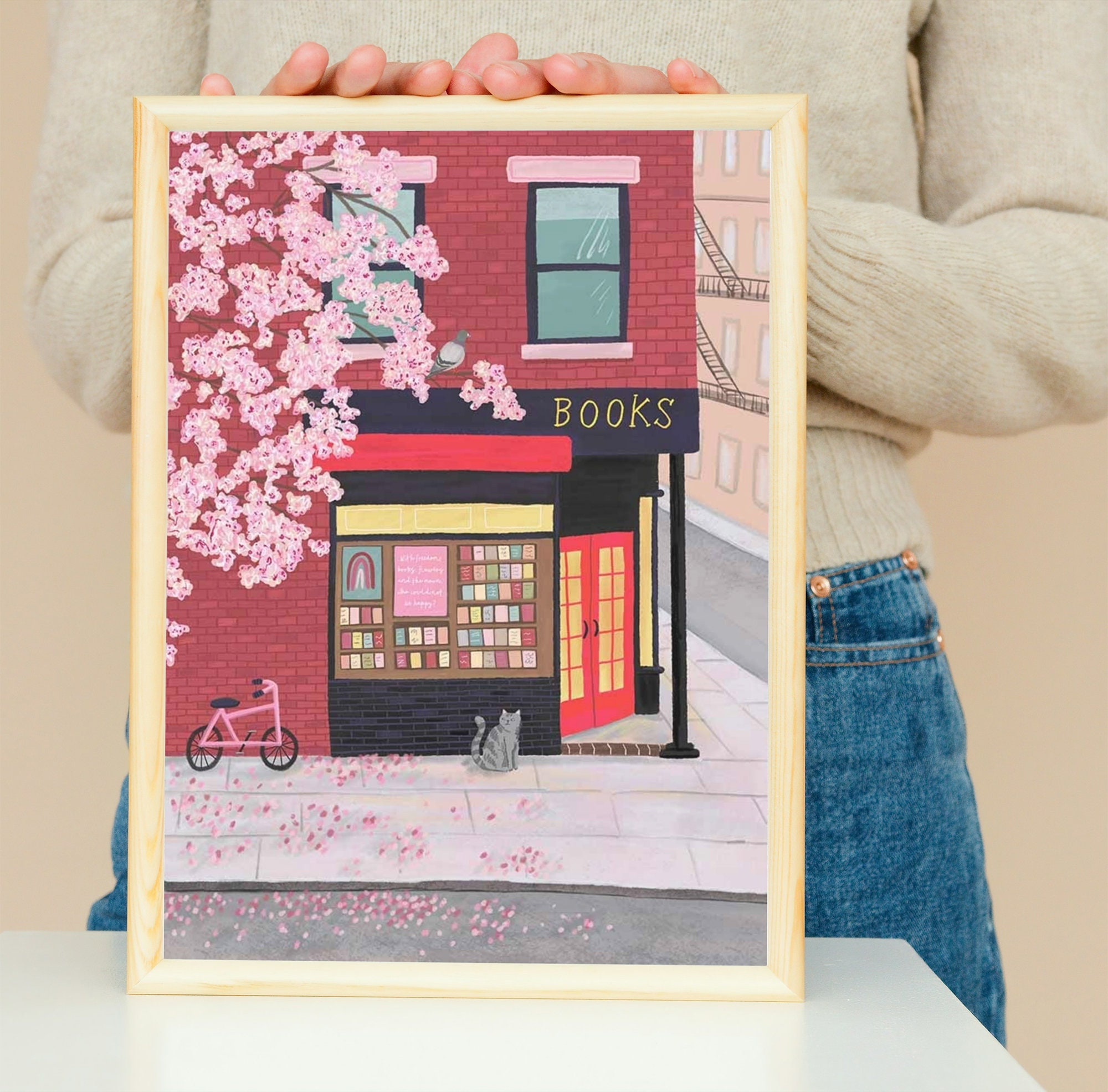 New York Book Shop Art Print - Shop Front Art Print - Book Lover Print ...