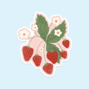 Strawberries Vinyl Sticker - Strawberry Vinyl Sticker - Fruit Decal ...