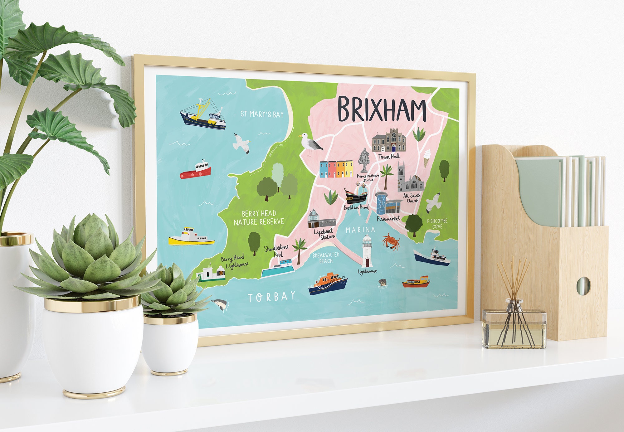 Brixham Map A4 Print Map of Brixham Devon Town Map - Etsy UK