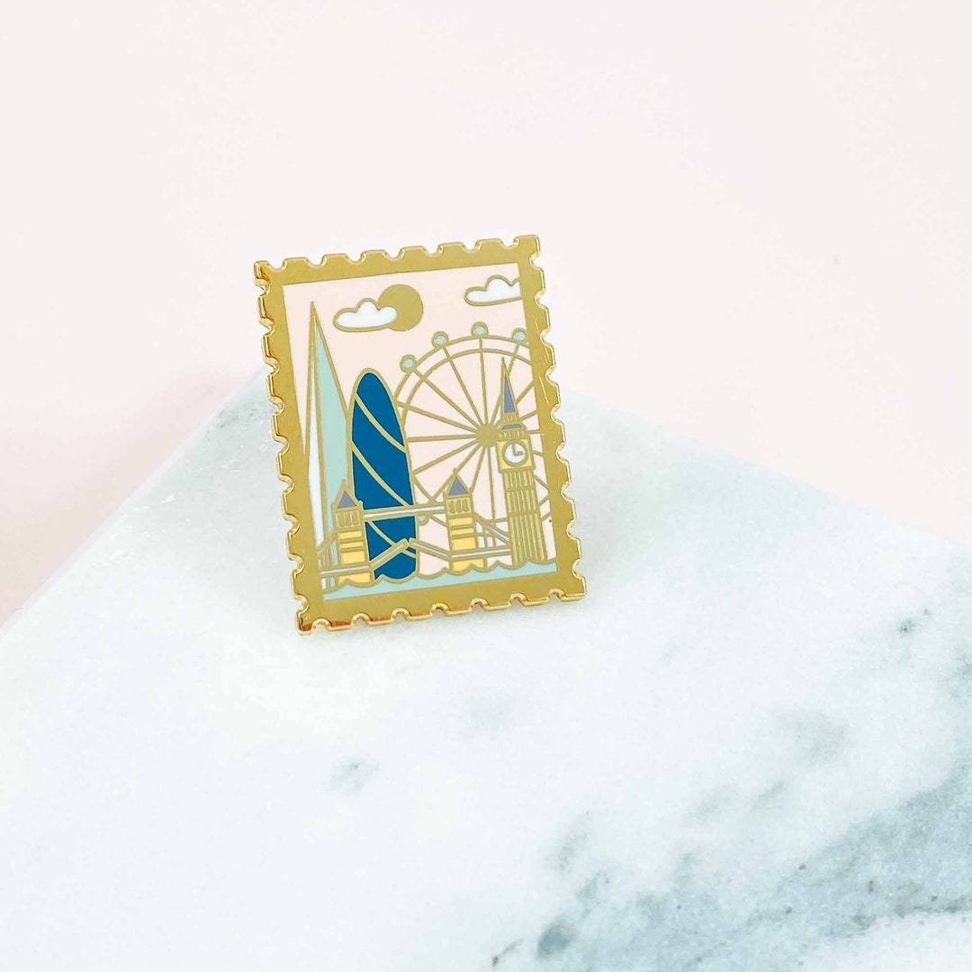 London Stamp Enamel Pin - London Enamel Pin - Postage Stamp Enamel Pin ...
