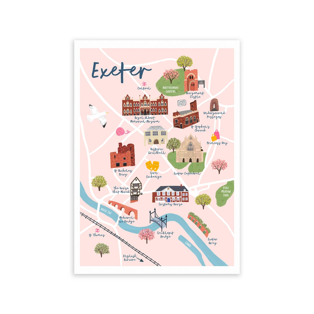 Exeter Map Exeter Map Poster Map of Exeter Print Exeter City Map Exeter ...