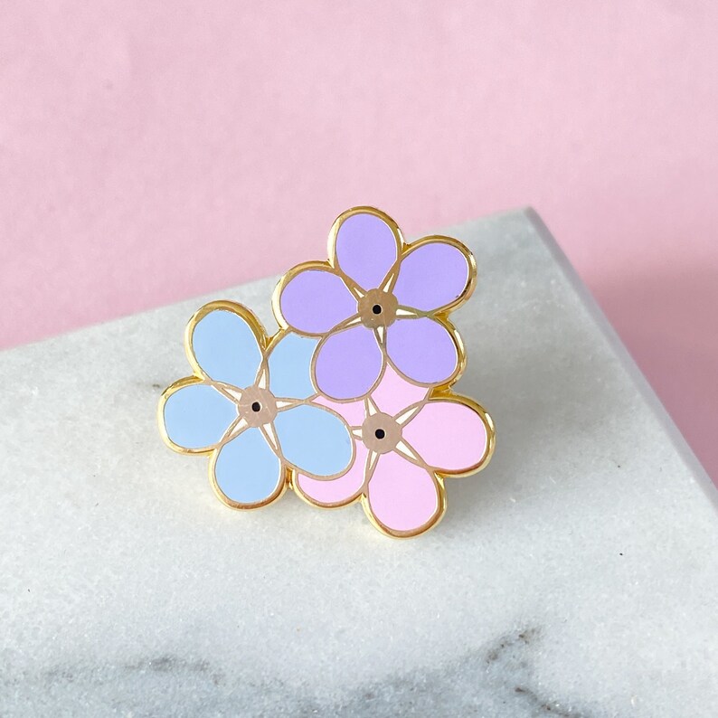Forget-me-not Enamel Pin Forget Me Not Pin Floral Enamel - Etsy