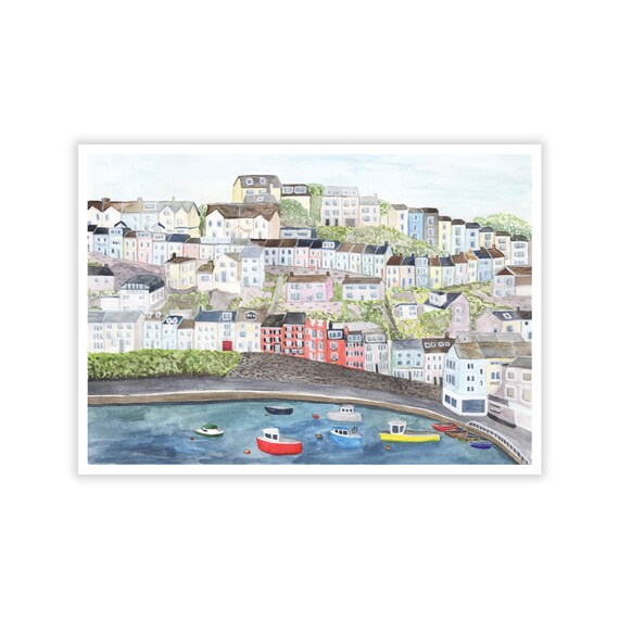 Brixham Harbour Art Print Seaside Print Coastal Decor | Etsy UK