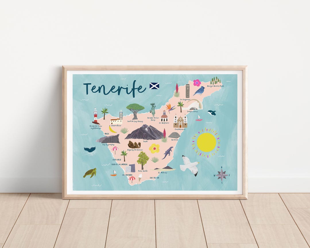 Tenerife Map - Tenerife Map Poster - Map of Tenerife Print - Canary ...