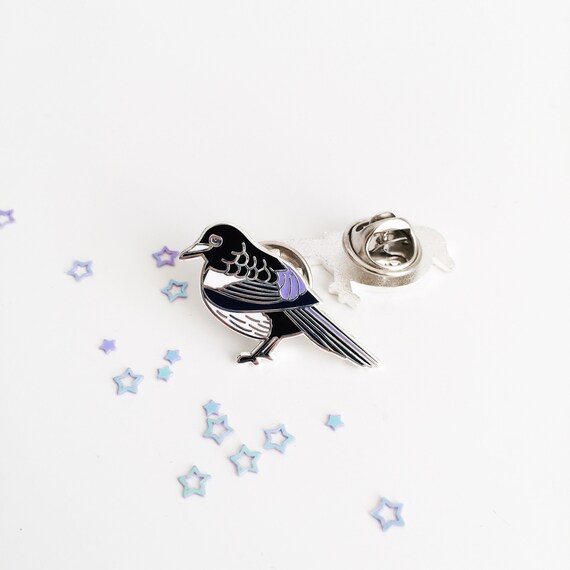 Magpie Enamel Pin Magpie Lapel Pin British Bird Pin Hard | Etsy