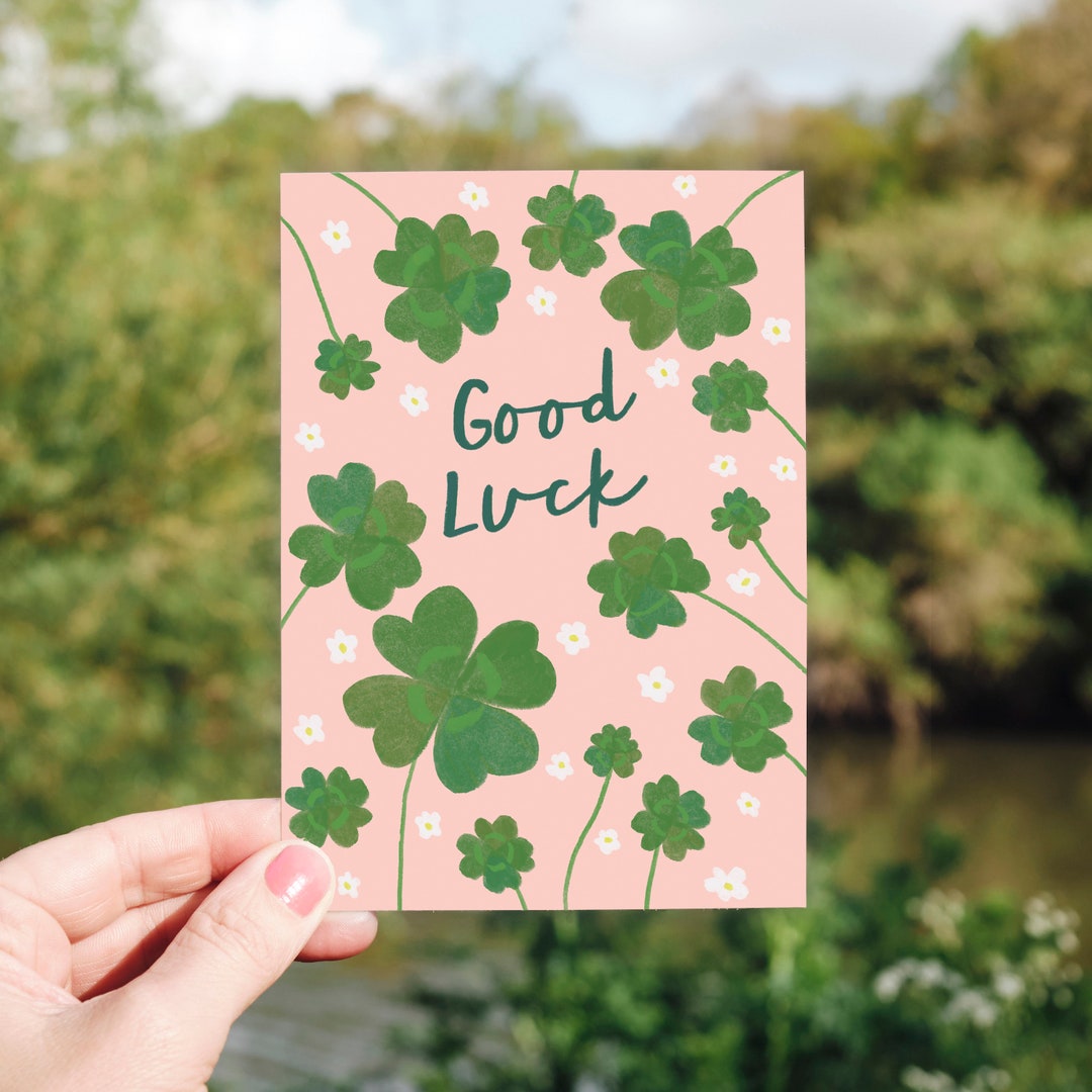 Good Luck Card - Four-leaf Clover Good Luck Card - Best of Luck Card - Etsy