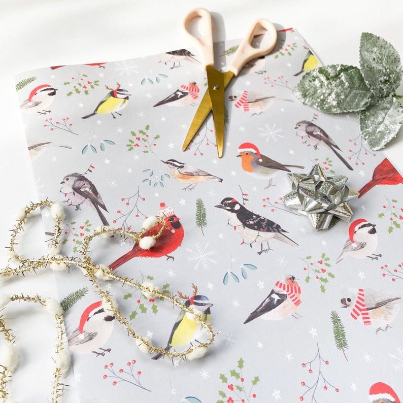 Christmas Birds Wrapping Paper Christmas Gift Wrap Festive | Etsy