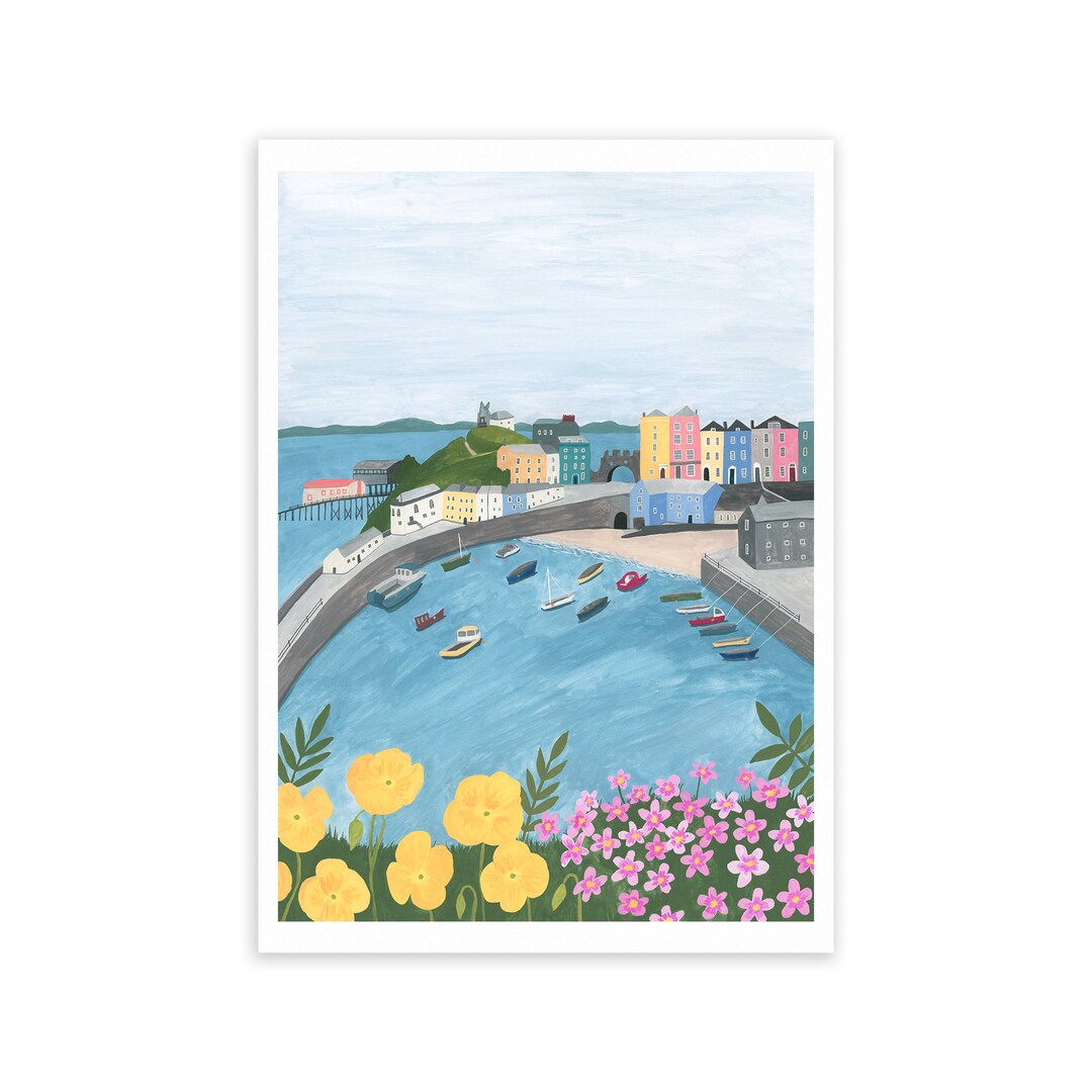 Tenby, South Wales Art Print Dinbych Y Pysgod Art Print Welsh Town ...