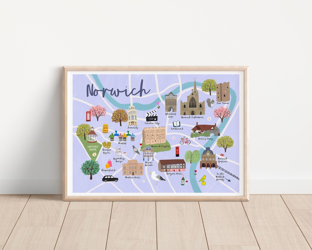 Norwich Map - Norwich Map Poster - Map of Norwich Print - Norwich City ...