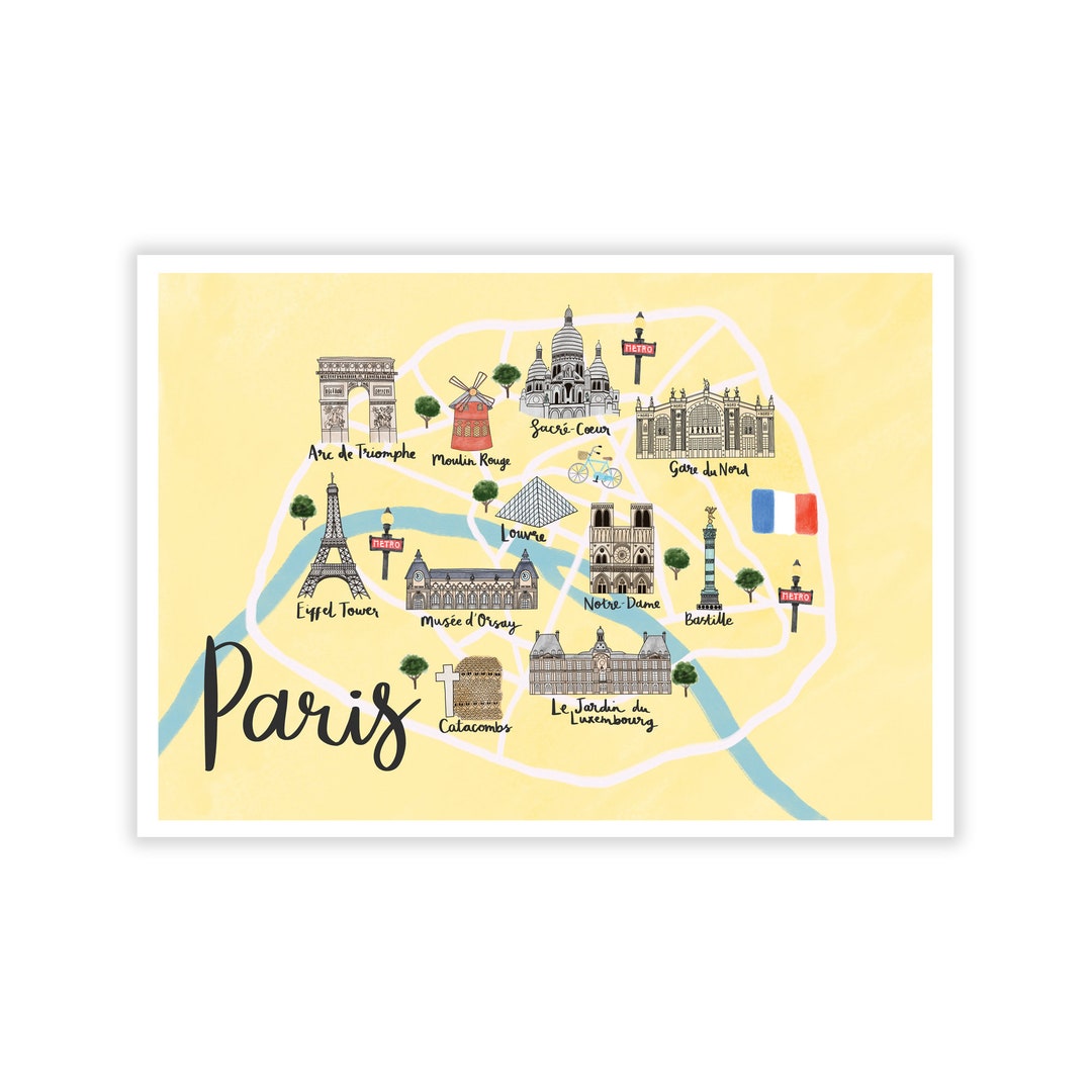 Paris Map at Print Paris Map Poster City Map Poster Illustrated City ...