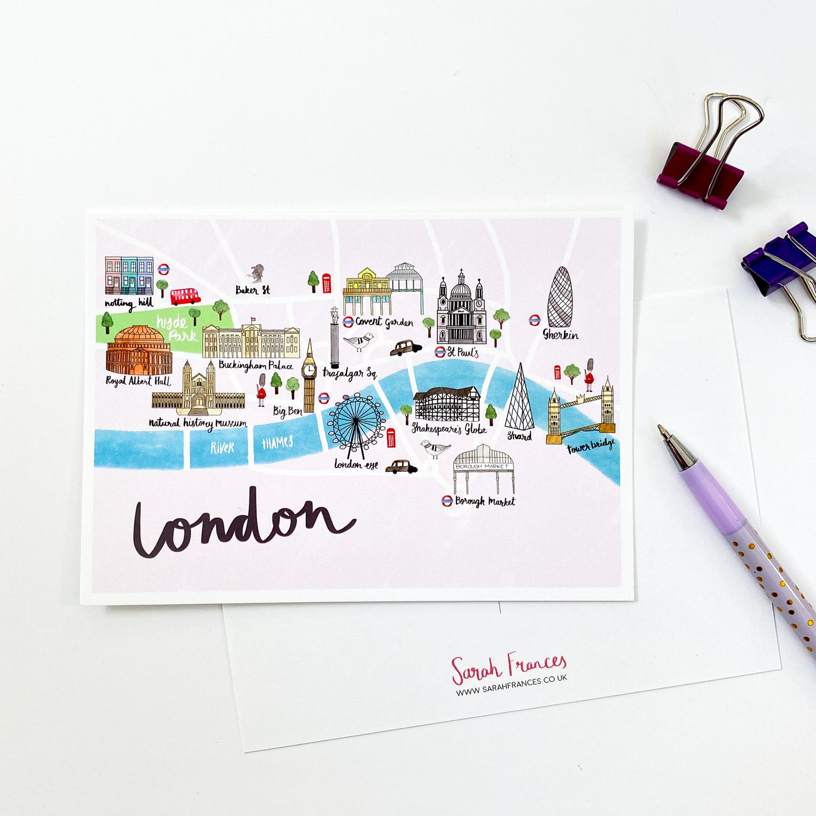 London Map Postcard London Map Illustration London Art | Etsy