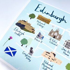 Edinburgh Map Print Map of Edinburgh Illustrated Edinburgh Map Scotland ...