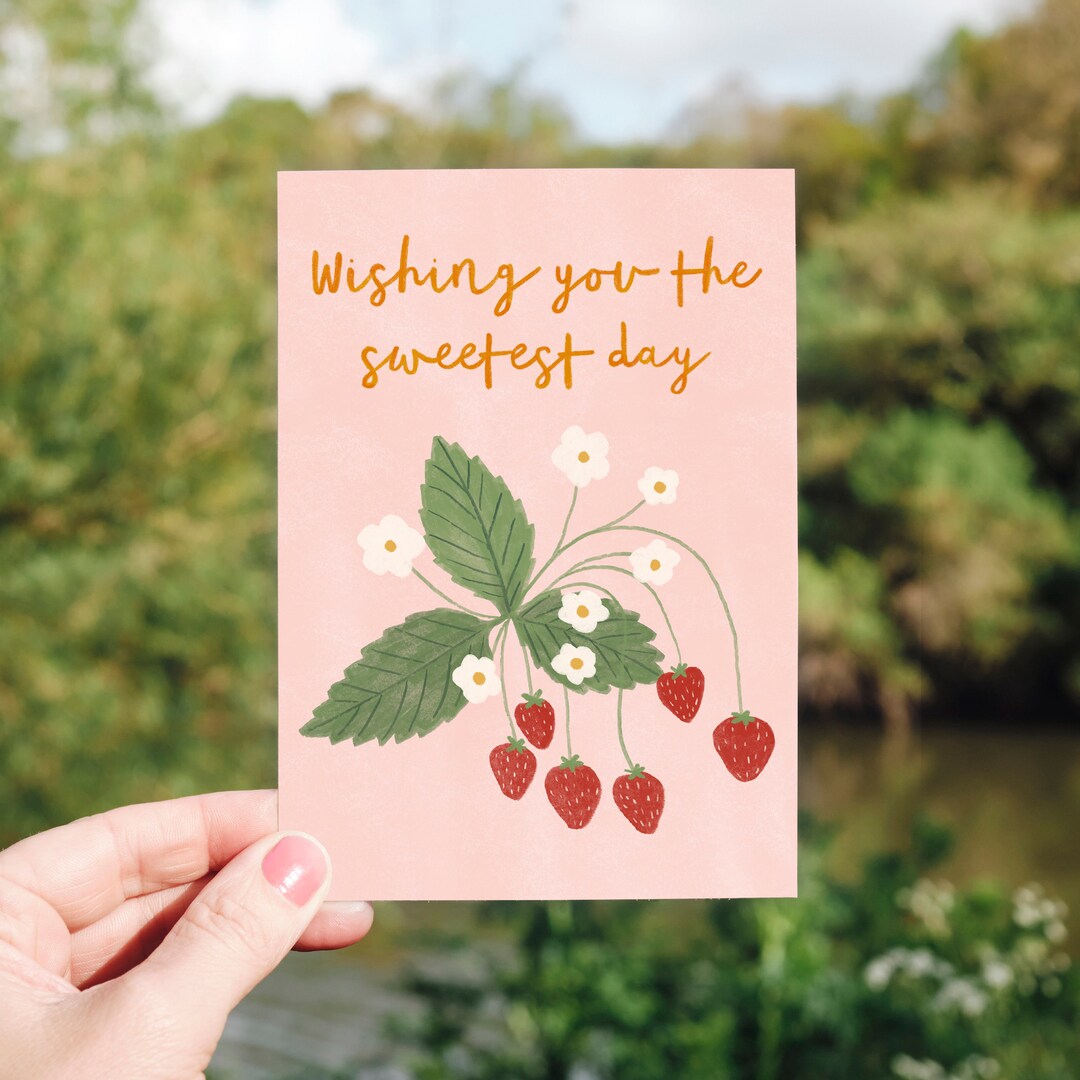 Wishing You the Sweetest Day Card - Strawberry Card - Birthday Card ...
