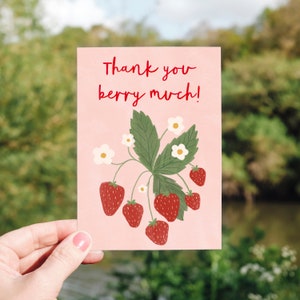 Thank You Berry Much Card - Thank You Card - Strawberry Thank You Card ...