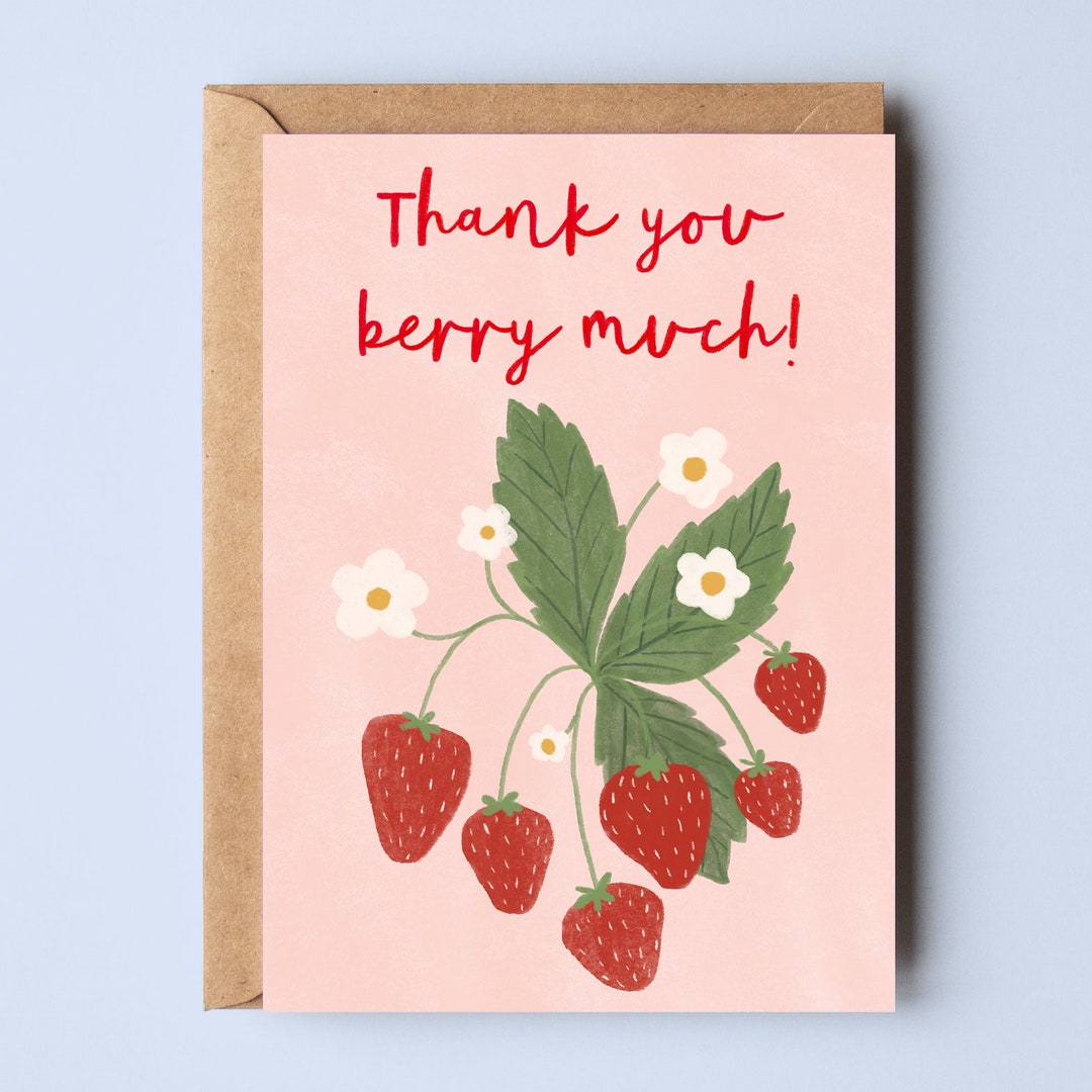 Thank You Berry Much Card Thank You Card Strawberry Thank You Card - Etsy