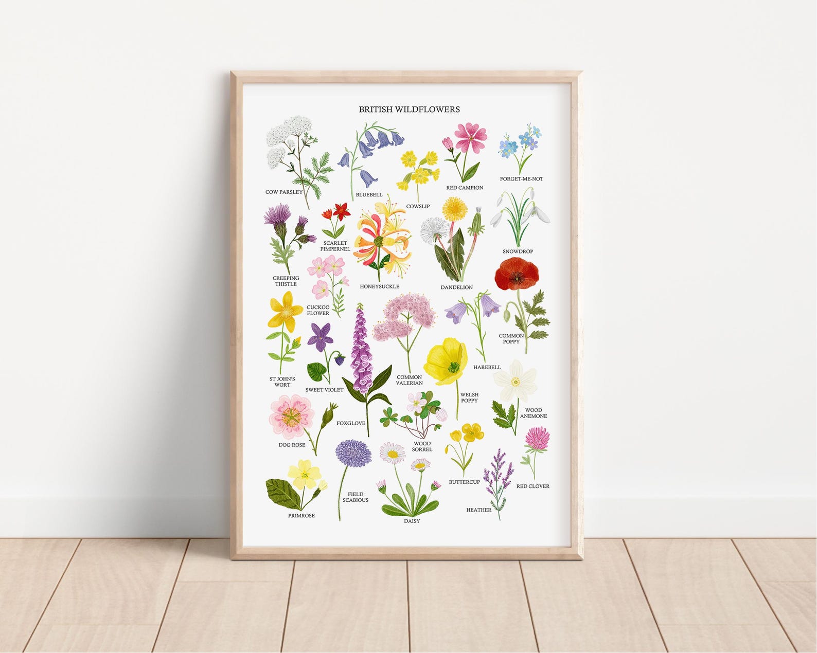 British Wildflowers Print - Wildflower Art Poster - Watercolour Flower ...
