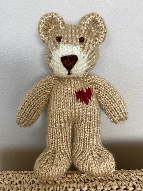 Handmade Heart Teddy Bear Knitted Soft Toy | Etsy